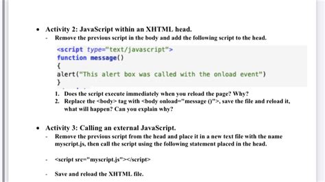 Solved Activity 2 Javascript Within An Xhtml Headremove