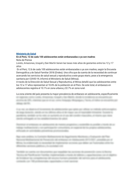 SOLUTION: Embarazo adolescente - Studypool