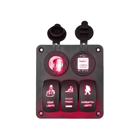 Automotive Toggle Switch Panel With Usb Charging Ports Led Indicators 3
