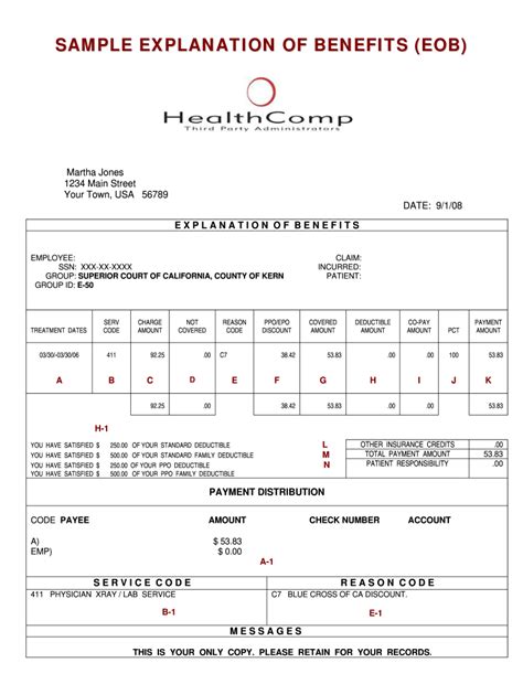 Eob Sample Pdf Fill Out And Sign Online Dochub