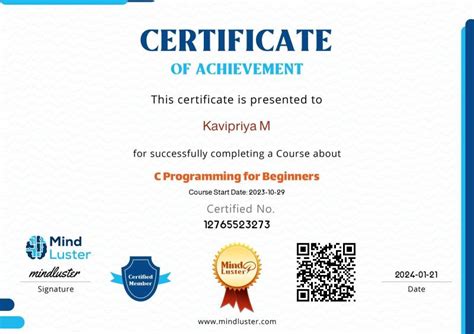 Kavi Priya M On Linkedin I Have Completed Free Online Course On C Programming For Beginners