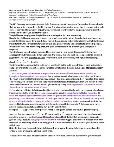 Econ 231 Ch 5 Notes Analyzing The Yield Curves Role In Economic