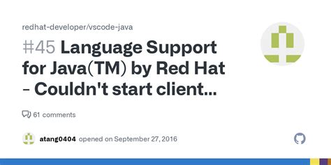 Language Support For Javatm By Red Hat Couldnt Start Client