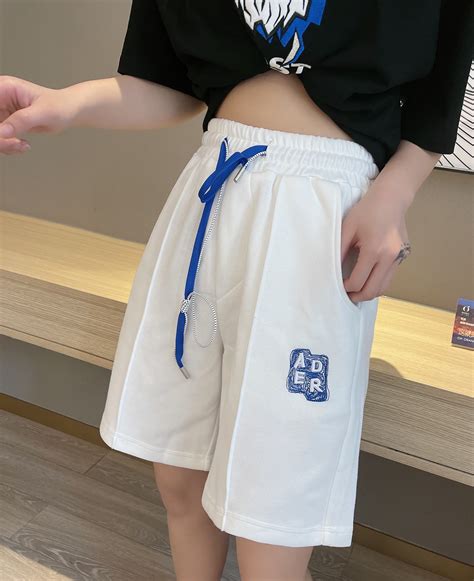 2023春夏 Adererror新款几何刺绣抽绳运动裤韩版宽松男女五分裤虎窝淘