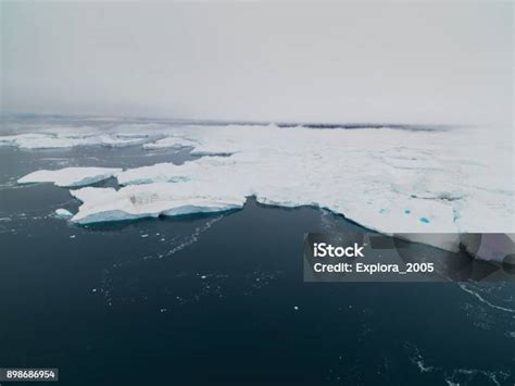 Aerial View Of Icebergs On Arctic Ocean In Ilulissat Icefjord Greenland