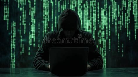 Man Hacker Working With Laptop At Night At Home Cyber Security Cyber