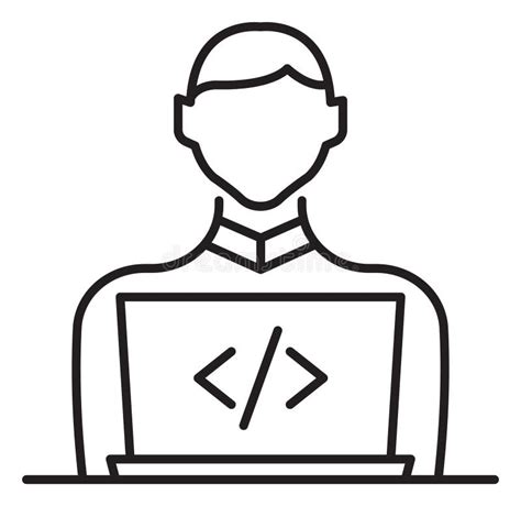 Information Technology Laptop Code Sign Programmer Vector Icon Illustration Stock Vector