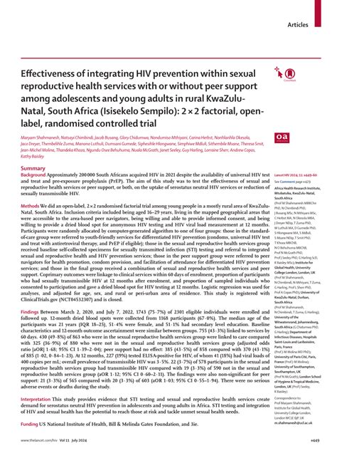 Pdf Effectiveness Of Integrating Hiv Prevention Within Sexual