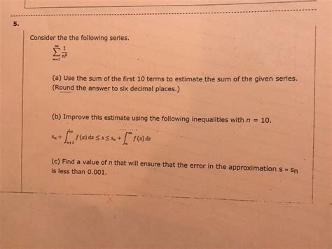 Solved Consider The The Following Series A Use The Sum Chegg Com