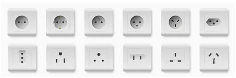 Realistic Socket And Switch Interior Wall Outlets Vector Image