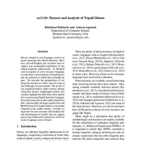 NeDIOM Dataset And Analysis Of Nepali Idioms ACL Anthology