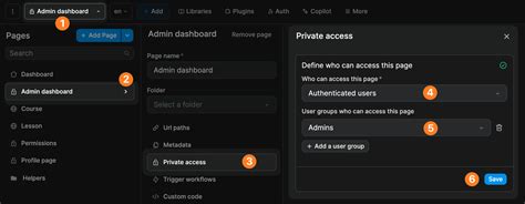 private pages documentation