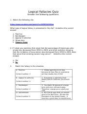 Logical Fallacies Quiz UPDATED 1 1 1 Docx Logical Fallacies Quiz Answer The Following