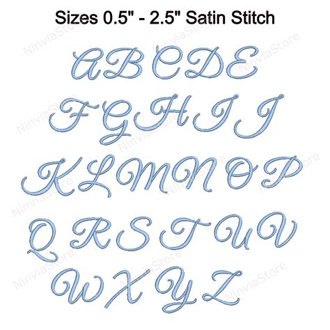 Classic Script Embroidery Font Bx Font For Embroidery Etsy