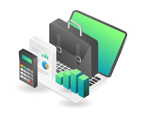 Premium Vector Business Bag On Computer Data Analyst