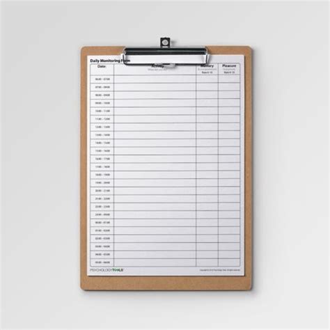 Daily Monitoring Form Psychology Tools Daily Monitoring Form Psychology Tools