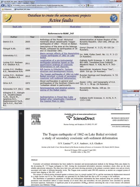 Output From The Active Fault Database In Html Pages “references