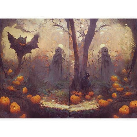 Spooky Scarecrow And Bat Decoupage Rice Paper Miltons Daughter
