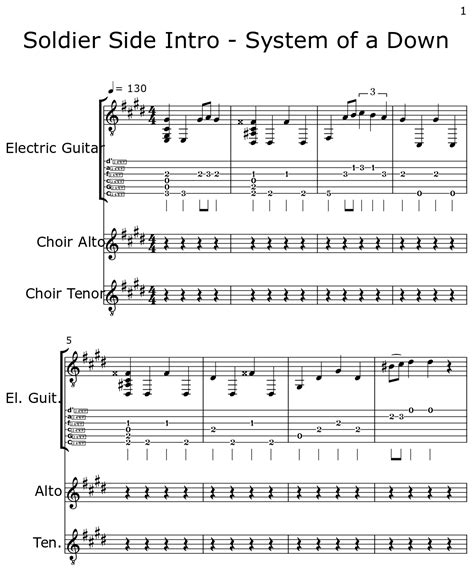 Soldier Side Intro System Of A Down Sheet Music For Electric Guitar