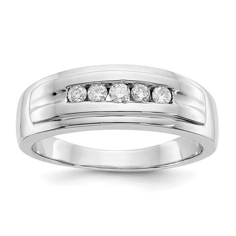 14k White Gold 14 Ct Lab Grown Diamond Vssi G Complete Mens Band