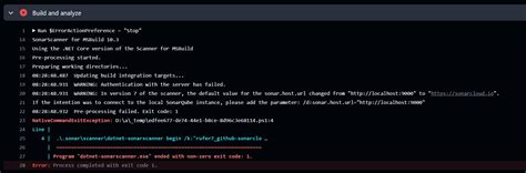 Github Action Should Fail On Authentication Error Sonarqube Cloud Sonar Community