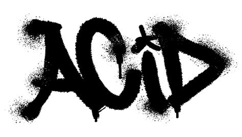 산성 단어 낙서 흑인과 백인 에어 브러시 스프레이 페인트 타이포그래피 검은색에 대한 스톡 벡터 아트 및 기타 이미지 검은색 그래피티 길거리 스타일 Istock