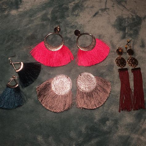 Lot Of Four String Tassle Earrings Really Light And Depop Lot Of Four String Tassle Earrings Really Light And Depop