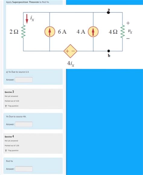 solved apply superposition theorem to find vx 2Ω 6a 4a 4i