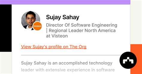 Sujay Sahay Director Of Software Engineering Regional Leader North America At Visteon The Org