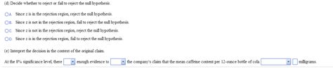 Solved D Decide Whether To Reject Or Fail To Reject The Chegg Com