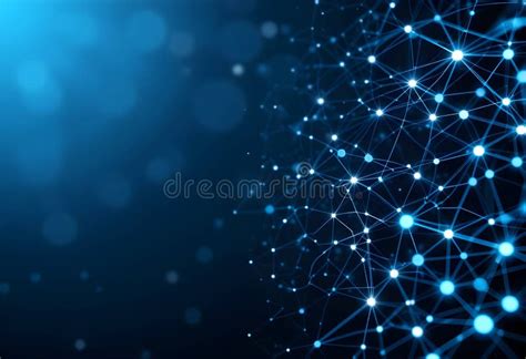 Abstract Glowing Blue Network Background With Data Nodes And Connection Lines Technology