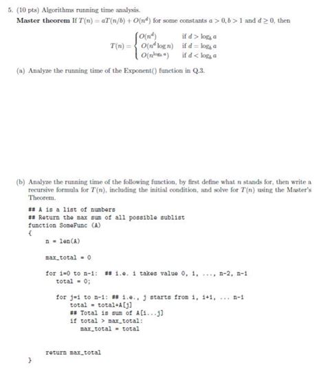 Solved 5 10 Pts Algorithms Running Time Analysis Master