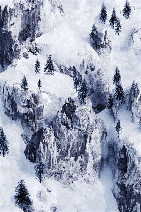 Technical Aerial Visualization Of A Snowy Landscape Using Lidar Gis