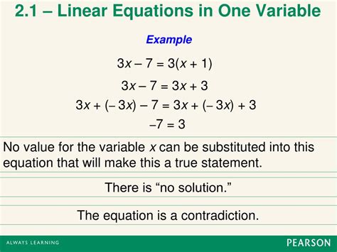 Ppt 2 1 Linear Equations In One Variable Powerpoint Presentation Id 6038477