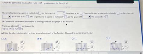 solved graph the polynomial function f x x 5−x 7−x using