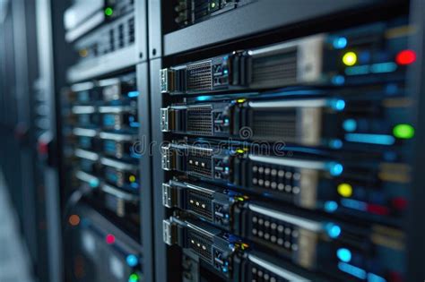 A Row Of Neatly Organized Servers In A Cutting Edge Data Center