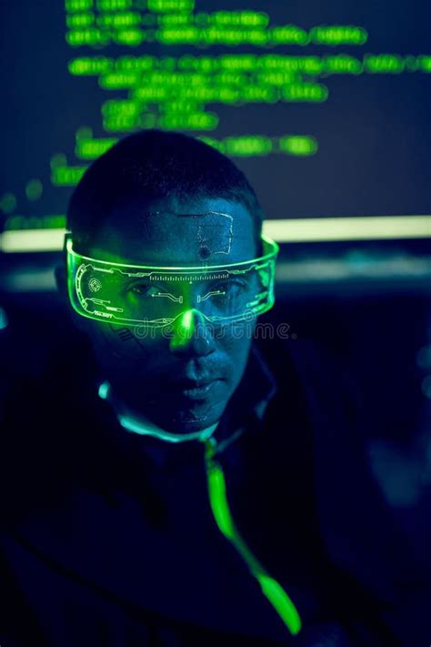 Portrait Of A Cyber Hacker Stealing Information Using A Computer Stock Image Image Of Laptop