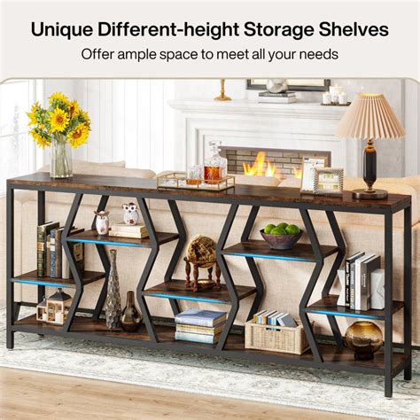Tribesigns 70 9 Industrial Console Sofa Table With Storage Shelves