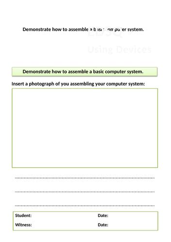Edsq Using Devices Practical Session Evidence Sheet Teaching Resources