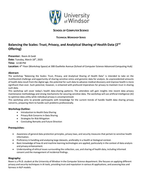 Technical Workshop Balancing The Scales Trust Privacy And