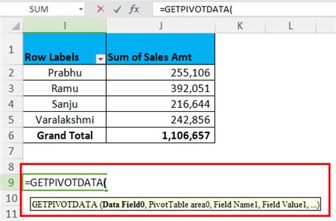 GETPIVOTDATA In Excel Formula Examples Use Of GETPIVOTDATA