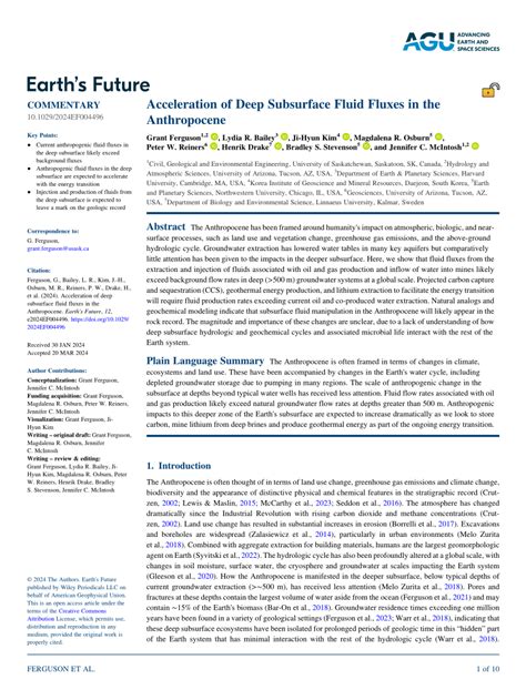 Pdf Acceleration Of Deep Subsurface Fluid Fluxes In The Anthropocene