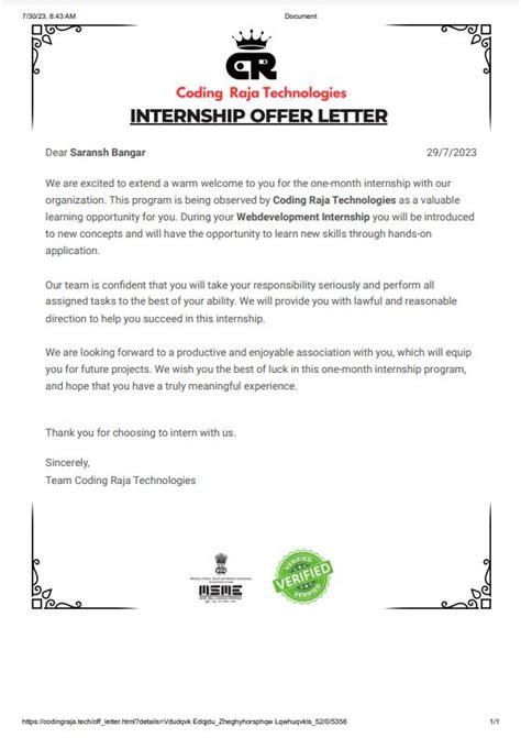 Saransh Bangar On Linkedin Internship Webdevelopment Codingraja