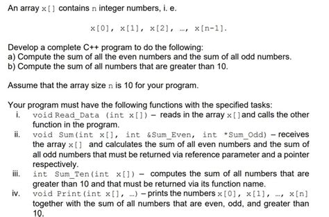 Solved An Array X Contains N Integer Numbers I E X 0