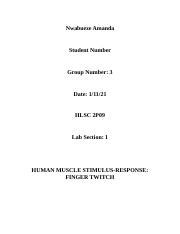 LAB REPORT HLSC P Docx Nwabueze Amanda Babe Number Group Number Date HLSC