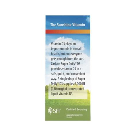 Carlson Labs – Vitamin D3 – Super Daily® D3 6,000 IU (150 mcg) – 365 ...