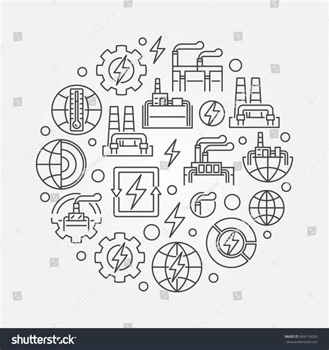 Geothermal Renewable Energy Illustration Vector Round Stock Vector Royalty Free