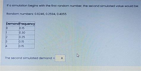 Solved If A Simulation Begins With The First Random Number