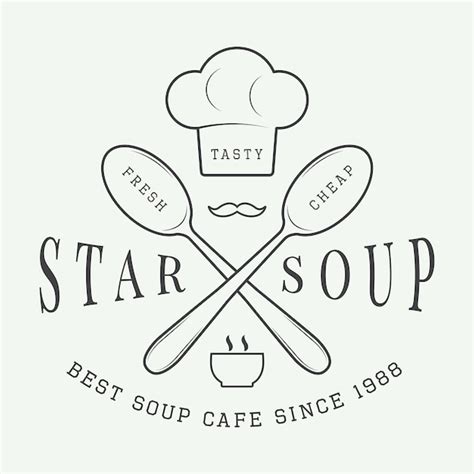 빈티지 레스토랑 로고 배지 또는 엠블럼 프리미엄 벡터