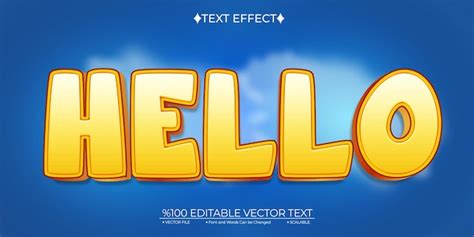 Premium Vector | Cartoon hello editable vector 3d text effect